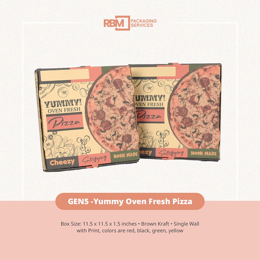 Pizza Box Corrugated - Yummy Oven Fresh Pizza Gen5 | 11 inches | 50pcs ...
