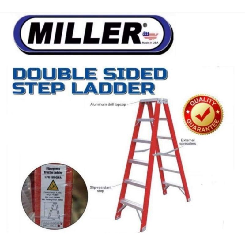 MILLER FIBERGLASS DOUBLE SIDED TYPE A LADDER 6 FT / 8 FT / 10 FT ...