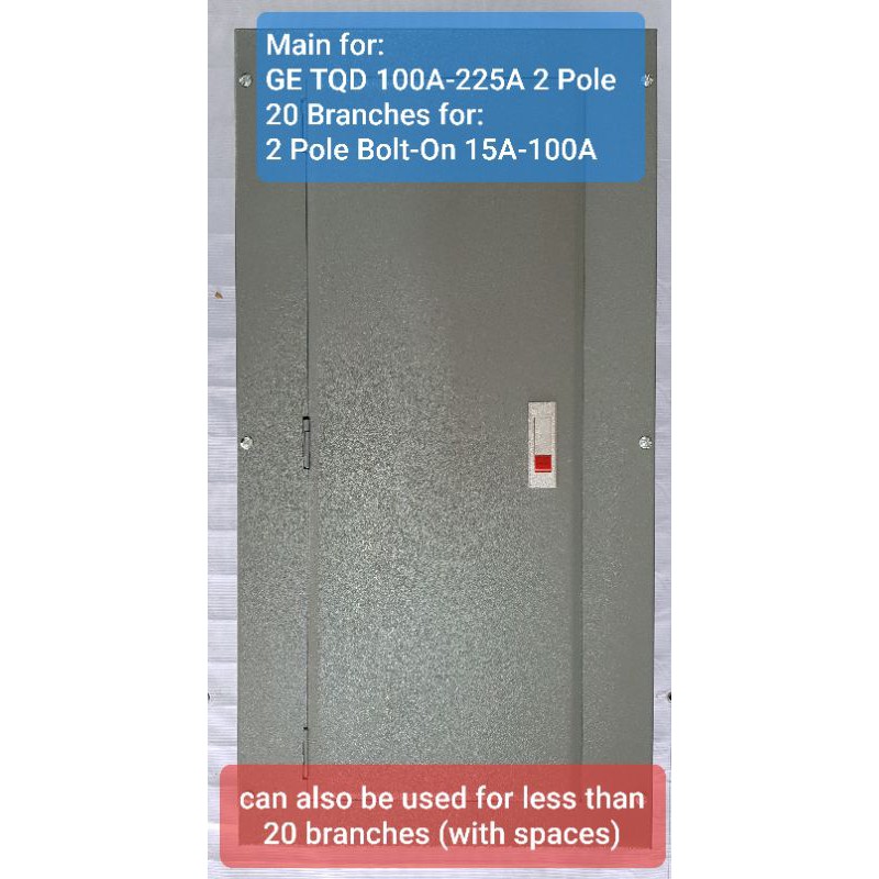 Panelboard 20 Branches GE TQD Center Main 2 Pole Bolt On 2 Pole 125 150 175 200 225 Panel Box ...