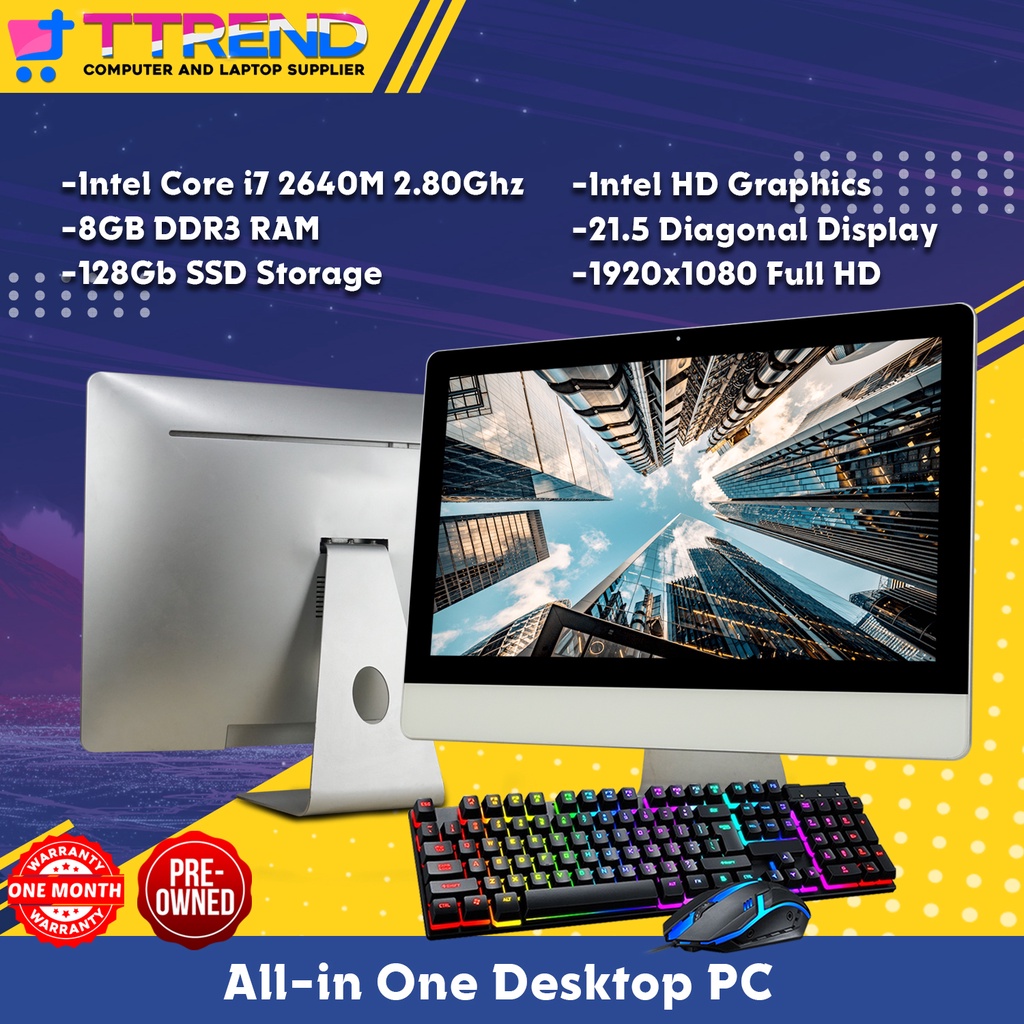 All in One Desktop PC Intel Core i7 2640M 2.8~3.5Ghz 2nd Gen 8GB 128GB ...