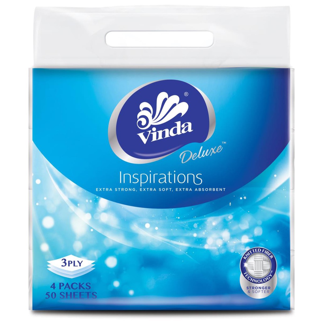 Vinda Deluxe Inspirations Facial Tissue Unscented Softpack 3 Ply (50 sheets x 4 packs) | Shopee ...