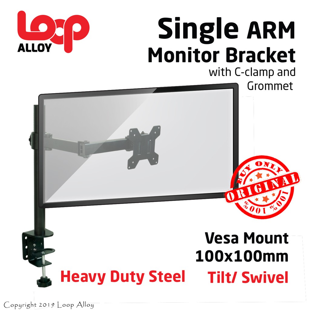 Loop Alloy Single Monitor Bracket Mount C-clamp and Grommet | Shopee ...