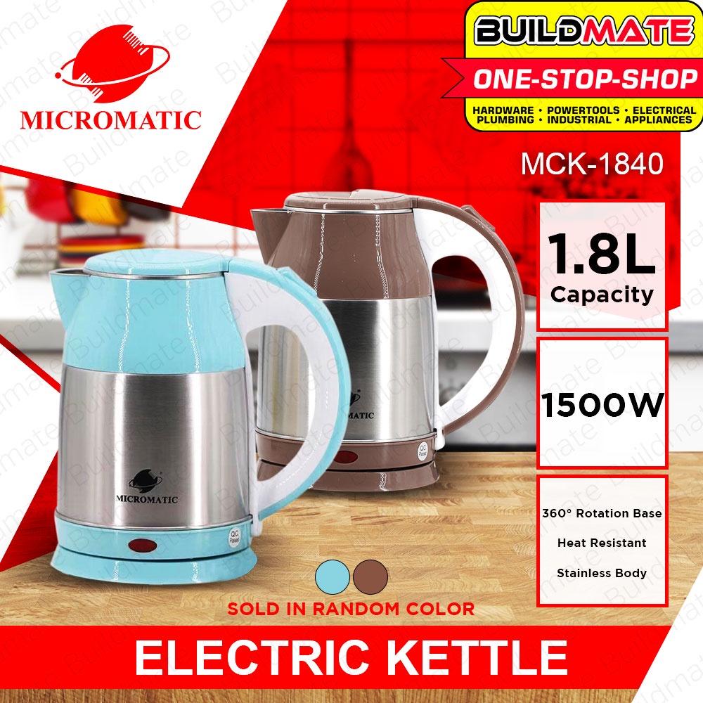 MICROMATIC 1.8L Stainless Electric Cordless Kettle [RANDOM COLOR] Water ...