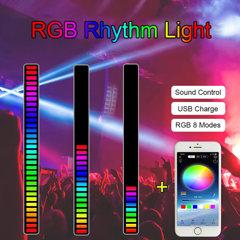 APP Control RGB Music Light LED Sound Control Pickup Rhythm Light ...