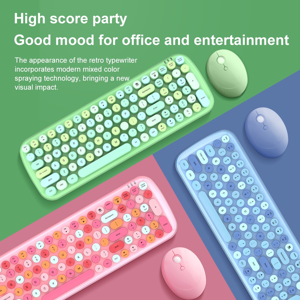 Mofii Candy Xr 2 4g Wireless Keyboard And Mouse Combo Cute Keyboard With Multi Color Round