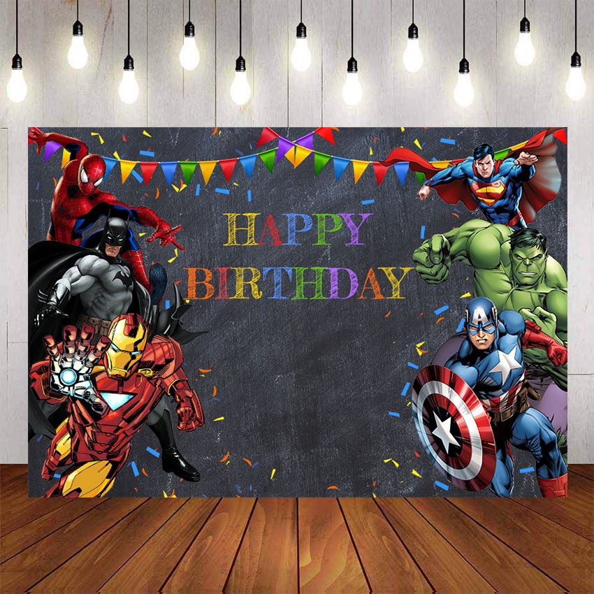Iron Man Hulk Superman Spderman Superheros Backdrops Cartoon Boy ...