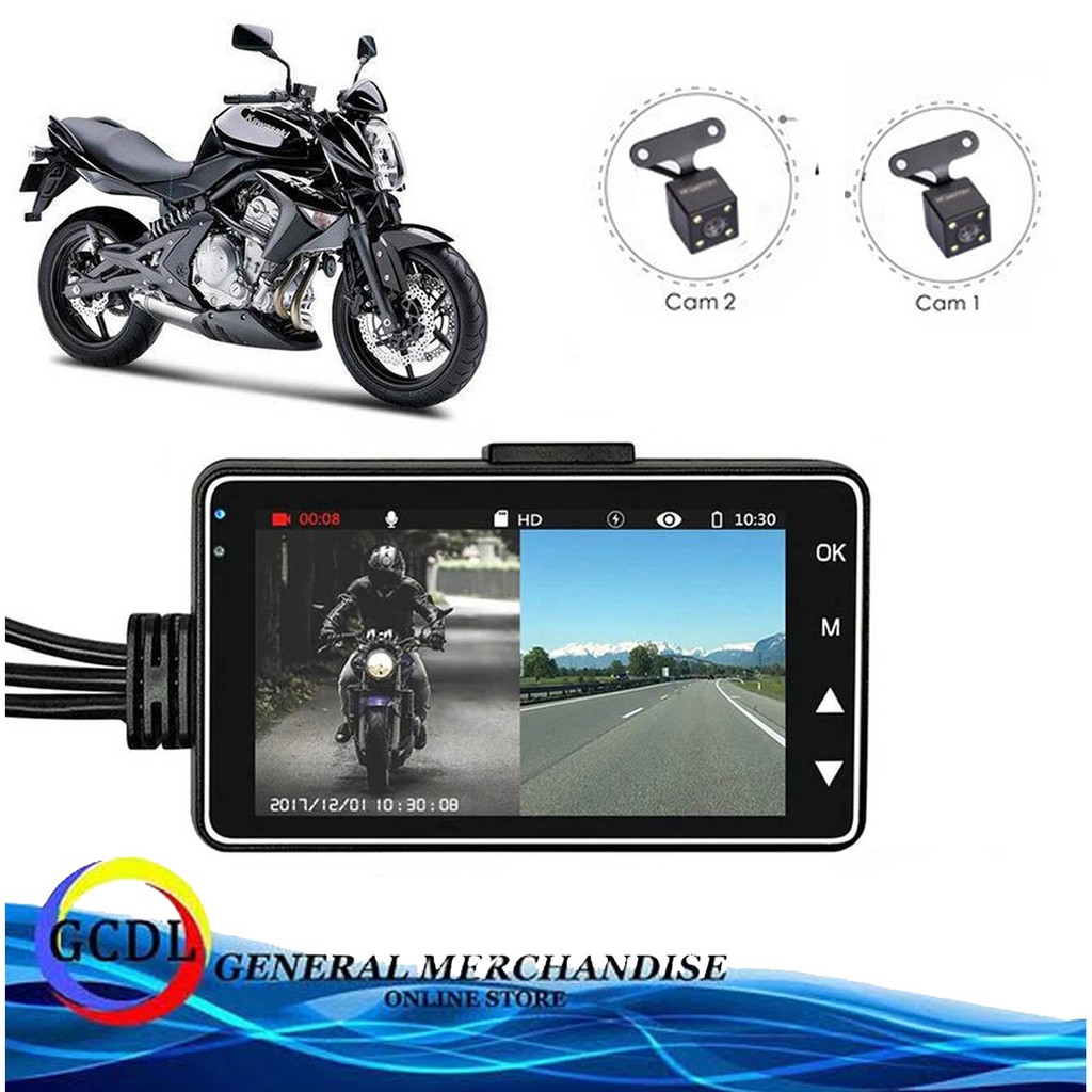 Motorbike Dash Cam Night Version 3” LCD Motorbike Recorder Motorcycle ...