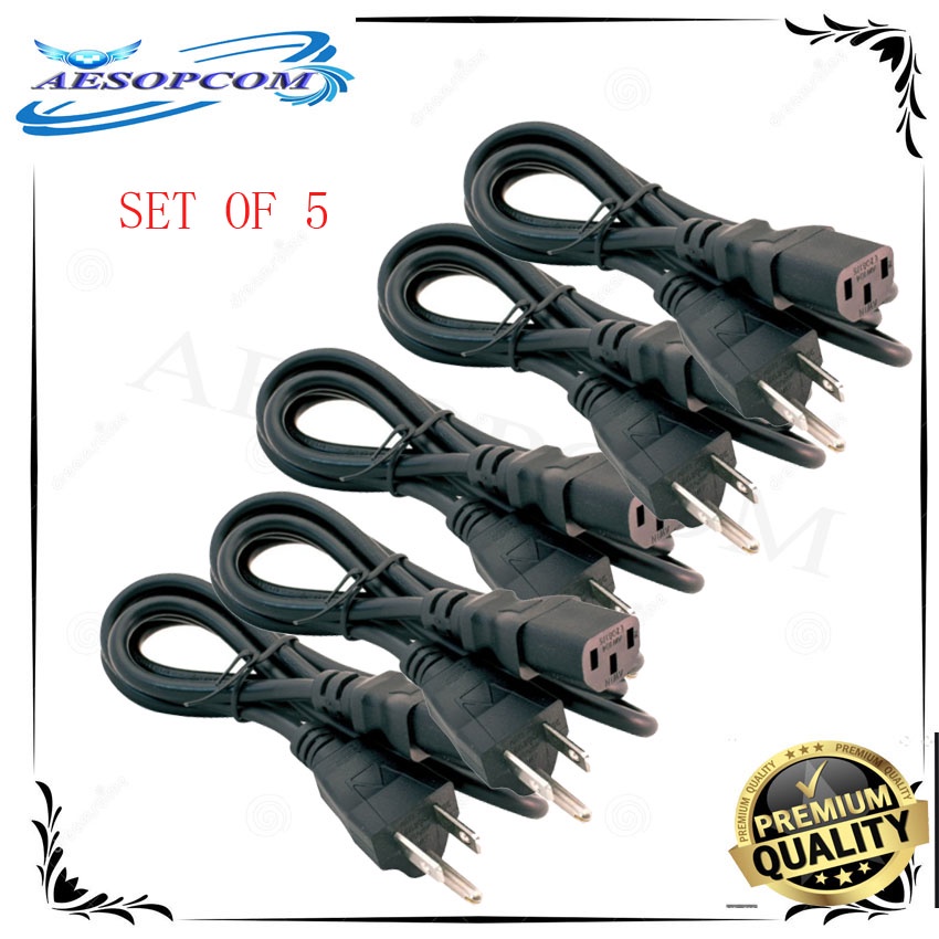 (set of 5)power cord standard for pc 1.5m | Shopee Philippines