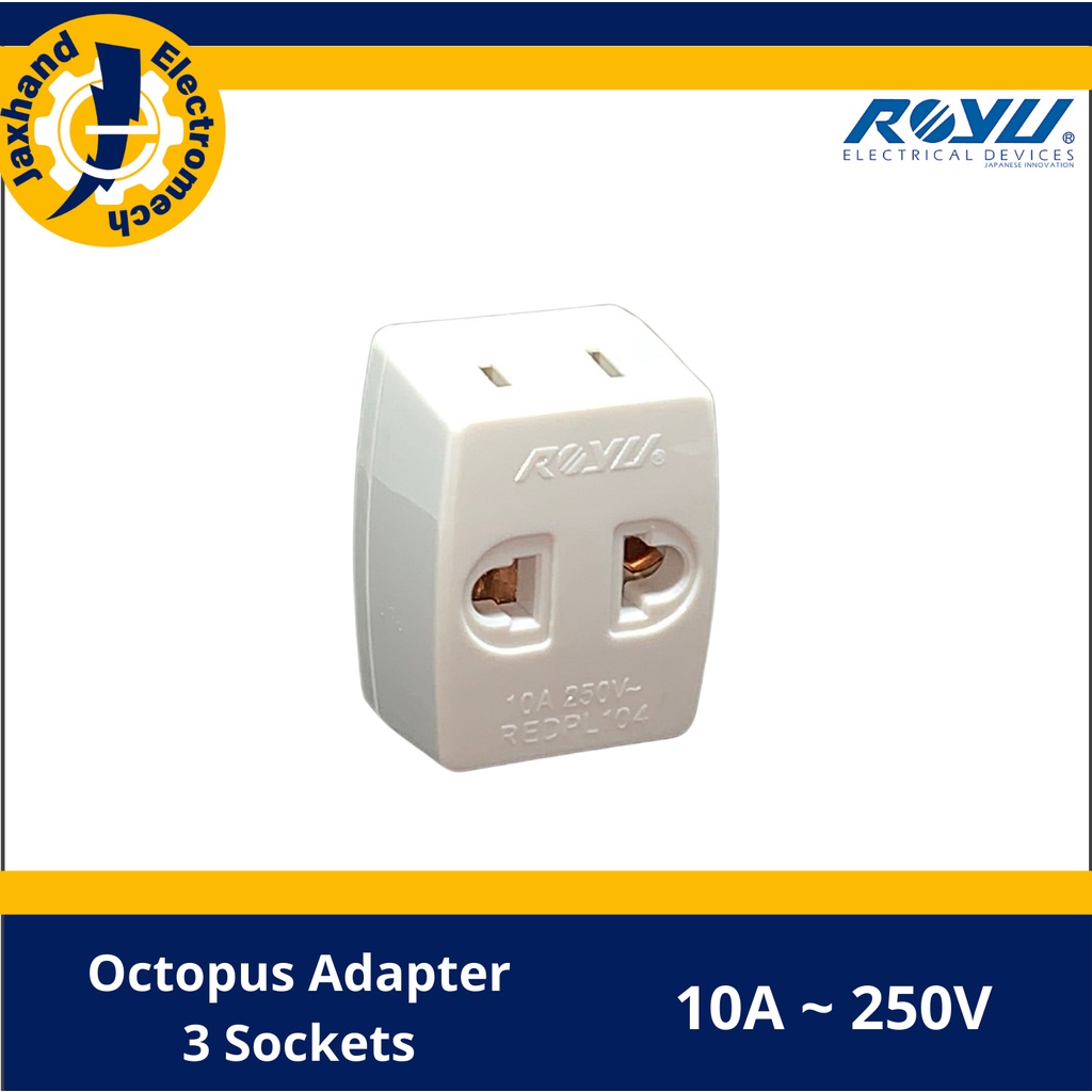 Royu Octopus Adaptor 3 Sockets 10A, 250VAC | Shopee Philippines
