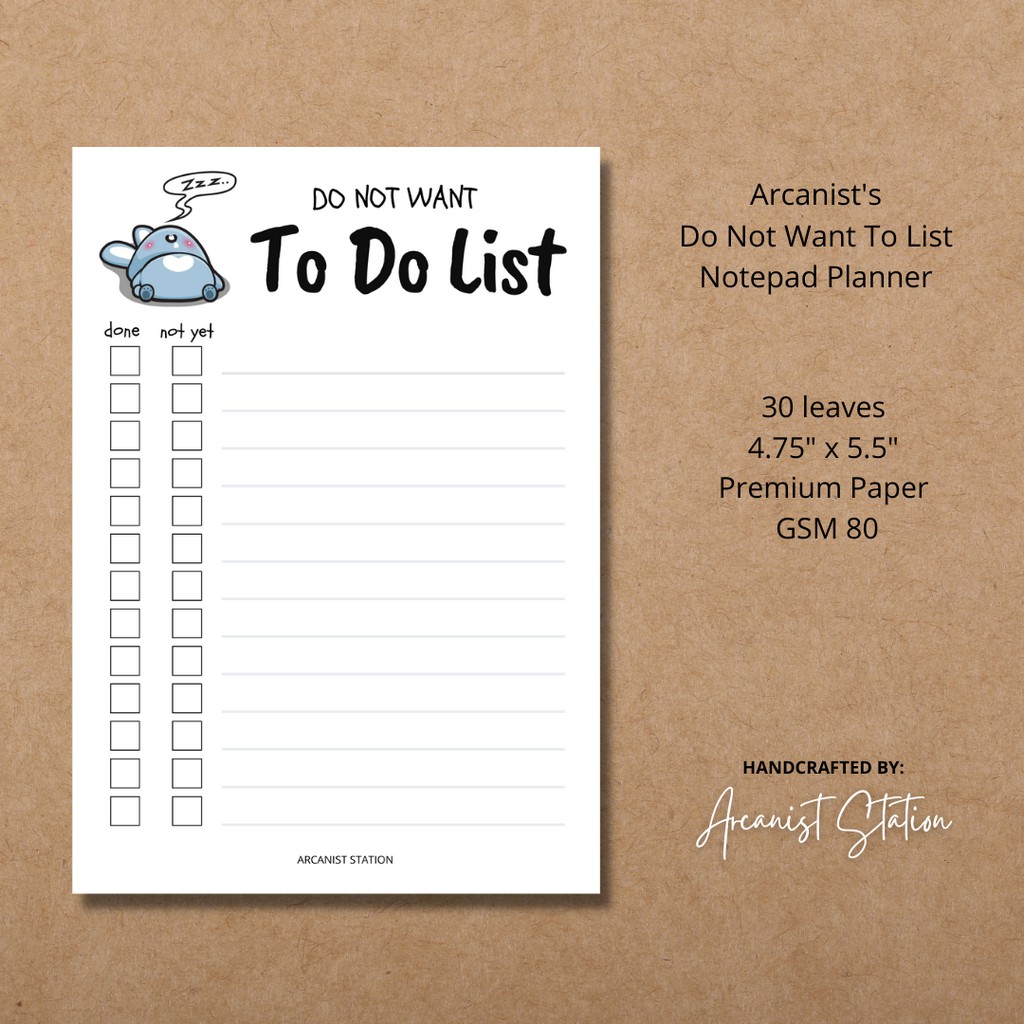 Do Not Want To Do List - Witty Notepad Planner | Shopee Philippines