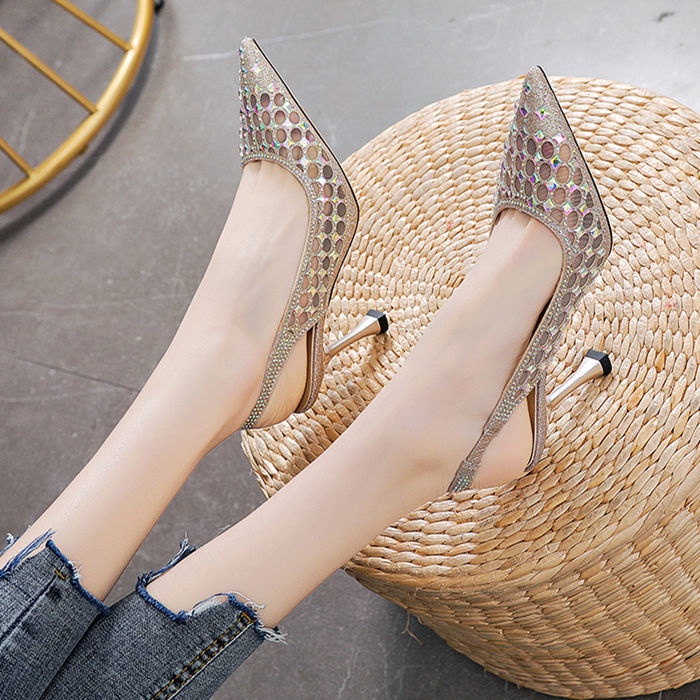 Banquet shoes sequin pointed toe high heels stiletto wedding shoes sexy ...