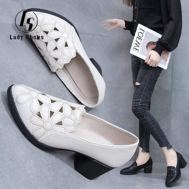 Close with School Soft leather Single female real soft skin new hollow ...