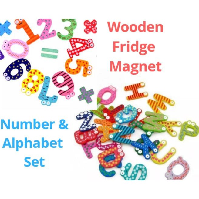 TOS Wooden Number And Alphabet Abc Letter Fridge Magnet For Kids ...