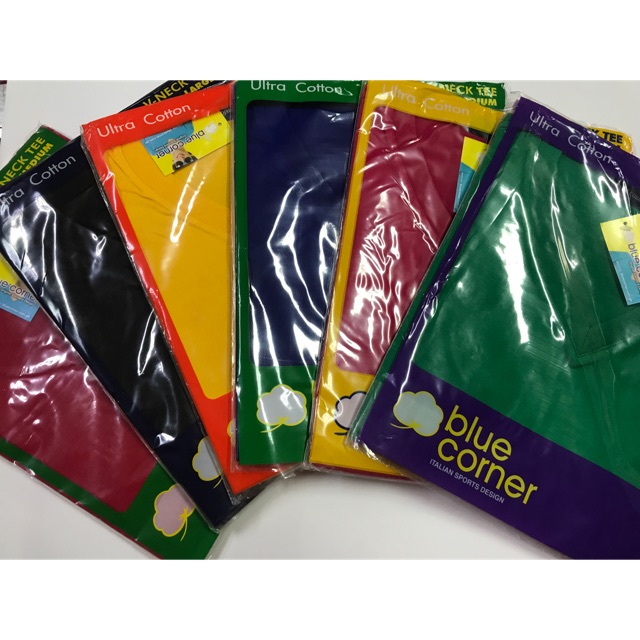 Blue Corner Plain T-shirt V-neck Colored | Shopee Philippines