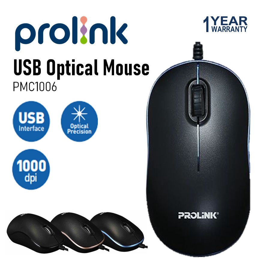 PROLiNK PMC1006 USB Optical Mouse 1000DPI For Laptop & Computer ...