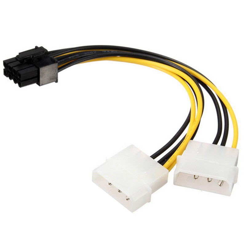 Dual 4 Pin Molex IDE to 8 Pin PCI Express Power Cable PCI-E Adapter ...