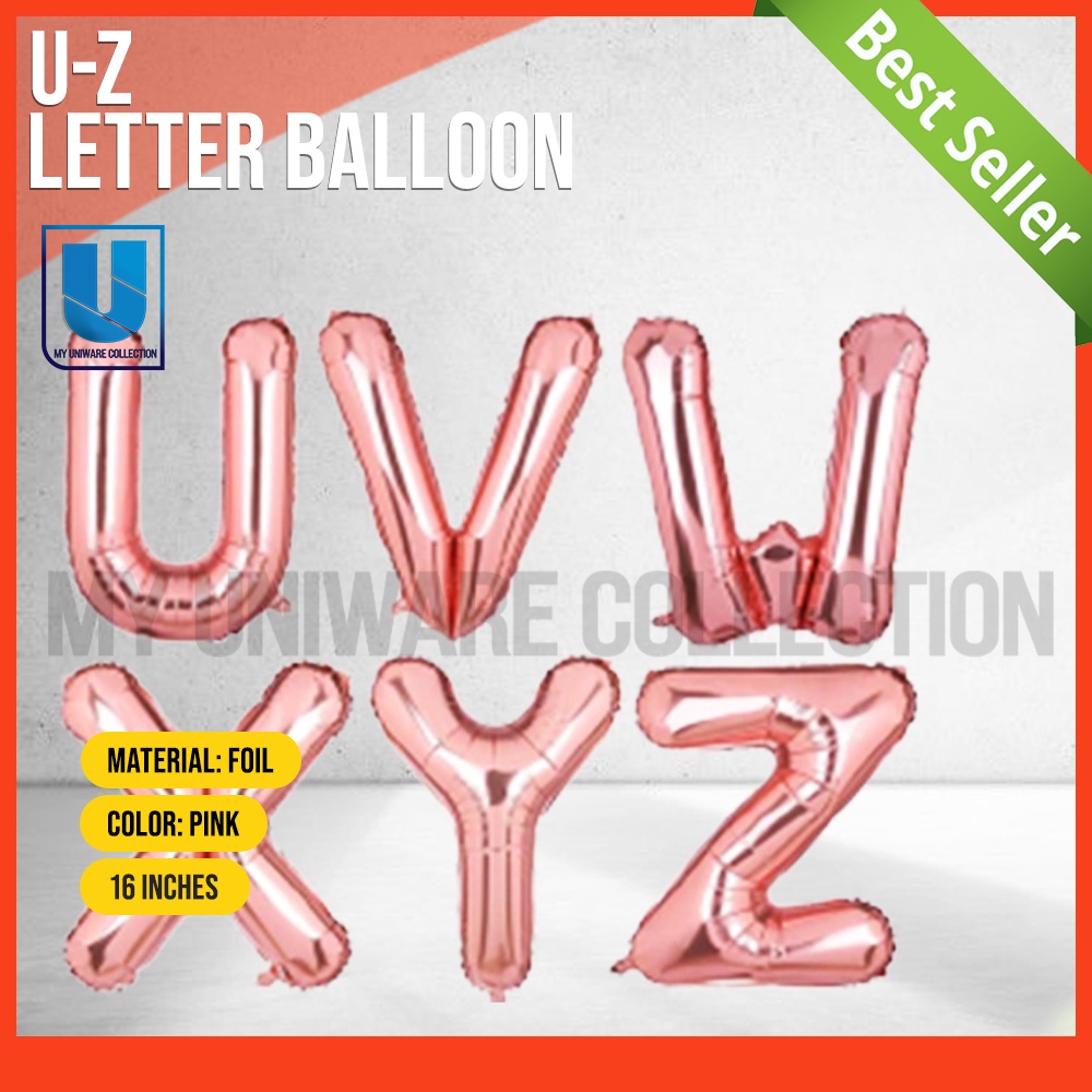 U-Z 16 inches PINK Letter Balloon Foil Capital Letters and Numbers ...