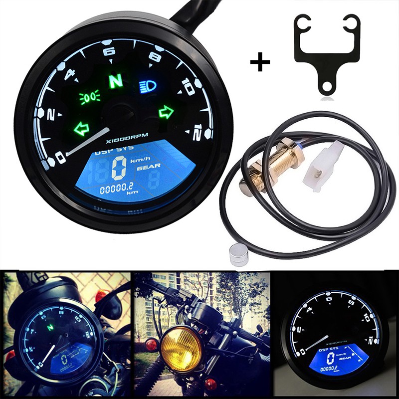 Motorcycle Speedometer Odometer Digital LCD Multi-function Digital ...