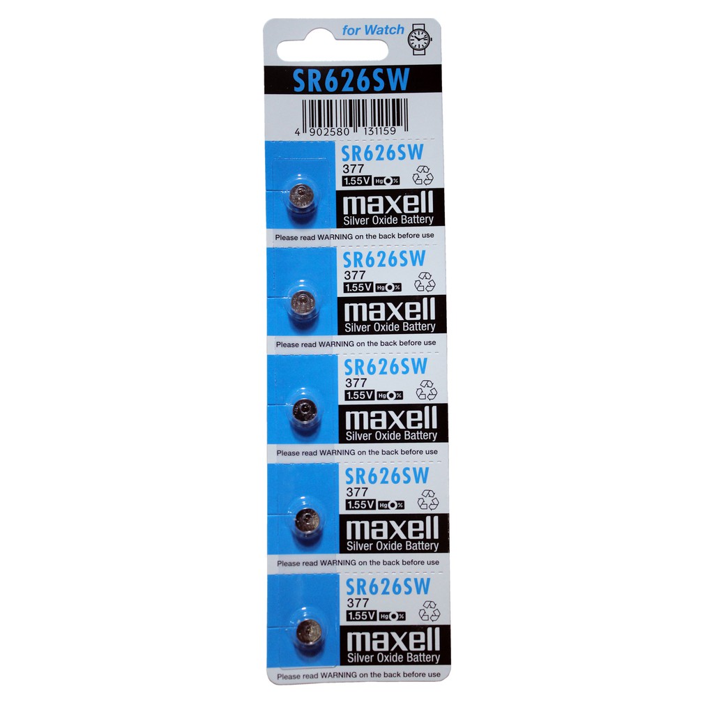 Maxell sr626sw 5pcs/pad SILVER OXIDE BATTERY 1.55 VOLTS | Shopee ...