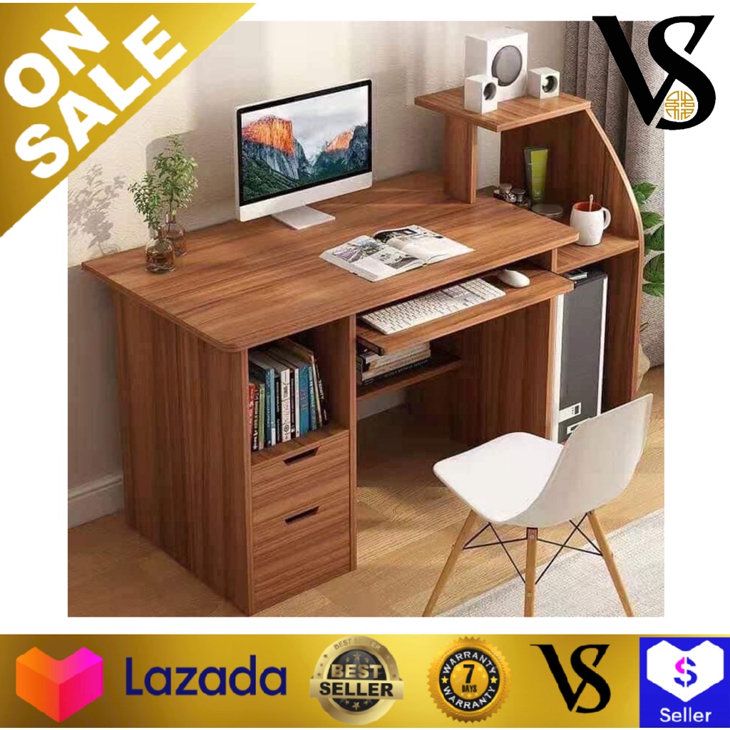 Velstand Computer Desk with Storage Shelf, Study Table Home Office PC ...