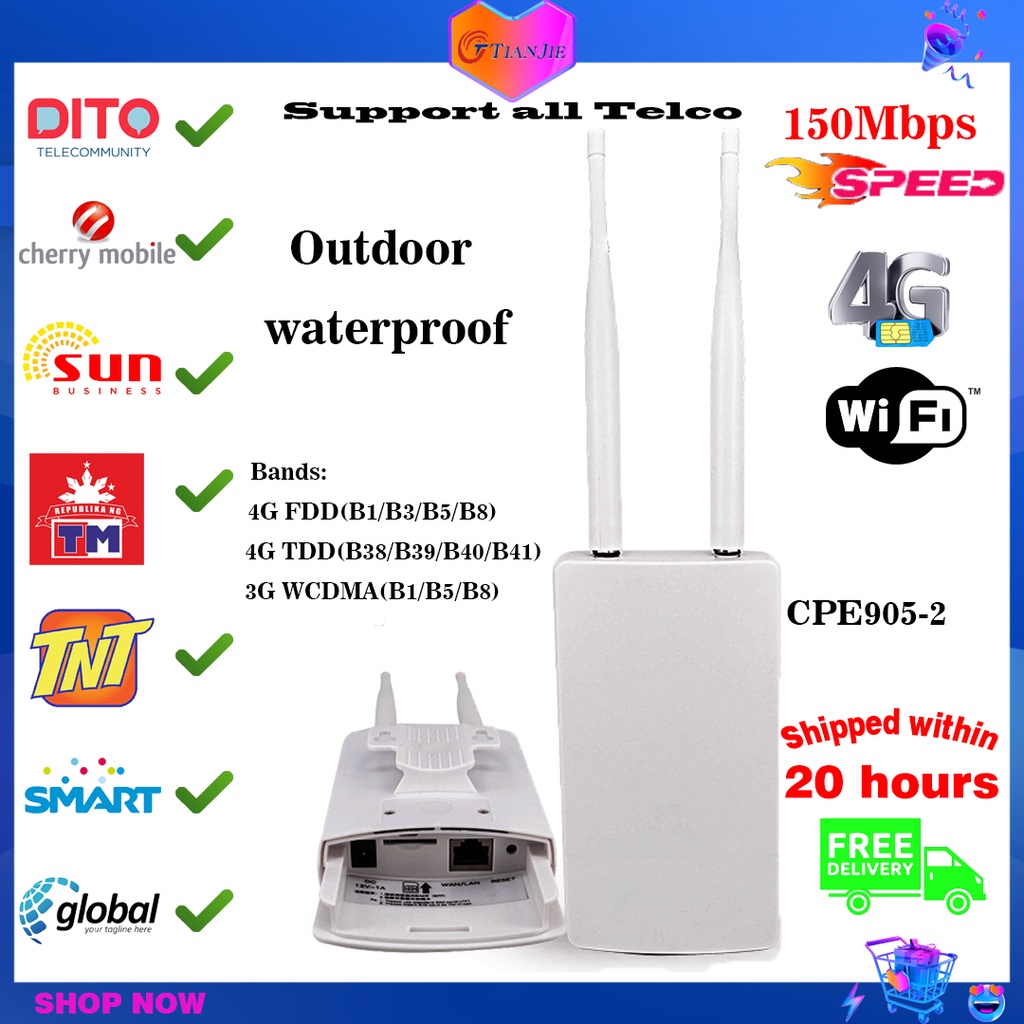 Globe SMART sim Outdoor 4G/LTE WiFi Router Wireless WAN/LAN Port Wifi ...