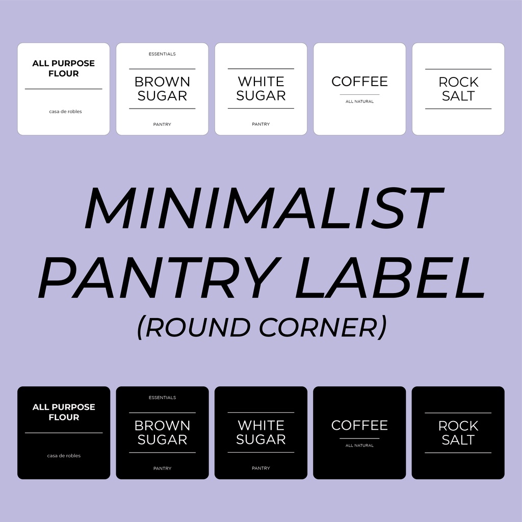 Minimalist Pantry Label Stickers (ROUND CORNER) (Matte Finish) | Shopee ...