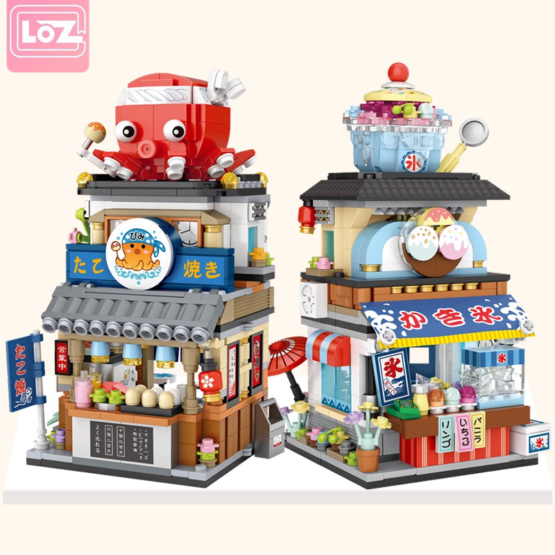 LOZ Building Blocks Japanese Takoyaki Shaved Ice Shop Street View Food ...