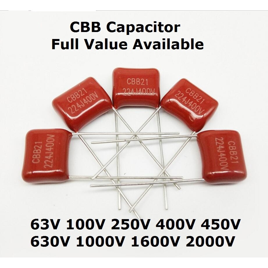 CBB Capacitor 0.1uf 100nf 105 2.2uf 63V 100V 250V 400V 630V CBB Metallized Polypropylene Film ...