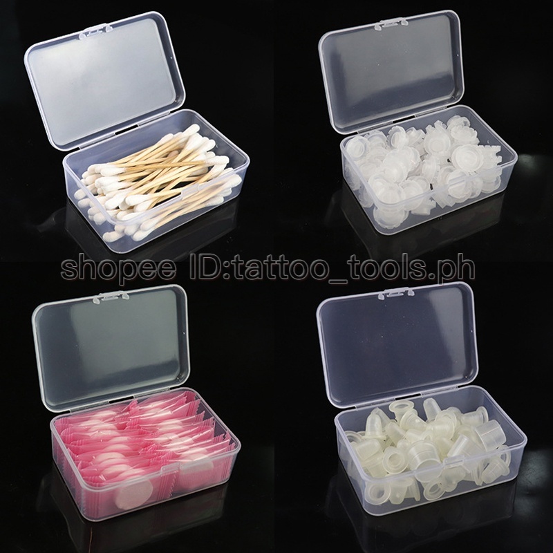 Transparent Tattoo Storage Box Make up Cotton Pad Box Cotton swab Box ...