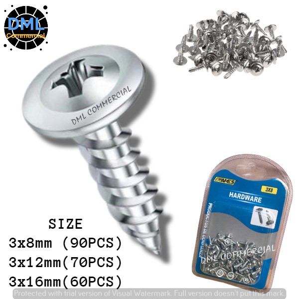 (DML-3906) 1 PACK SILVER Round Phillips Head Self Drilling Screws ...