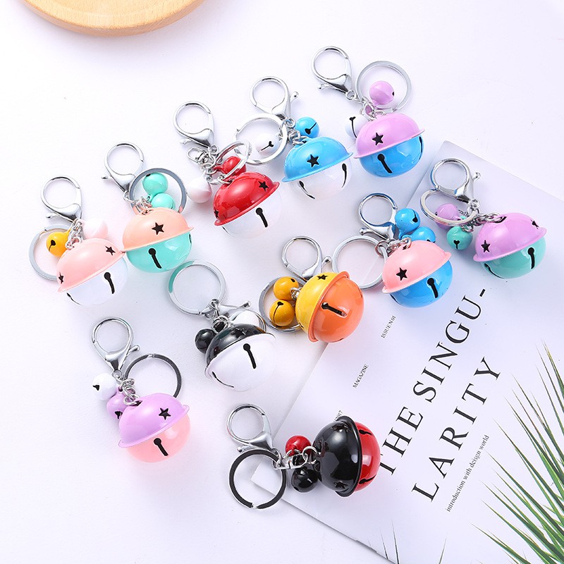 Two-color bell keychain cartoon vinyl color matching frosted metal bell ...
