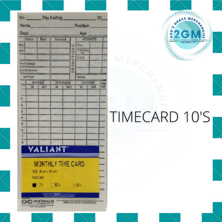 VALIANT TIMECARD 10'S, 14 PTS (DTR) | Shopee Philippines