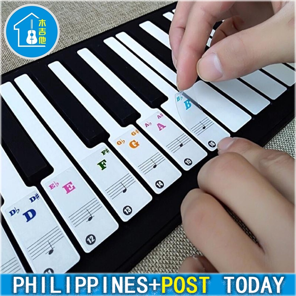 Piano Sticker Keyboards colorful Transparent & Black keys Removable ...