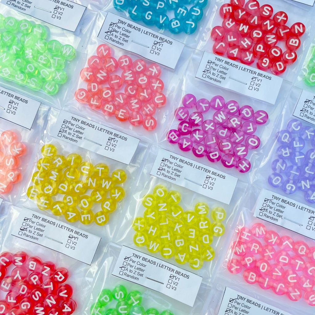 V1 V2 Round FROSTED Acrylic Alphabet Letter Beads, A to Z (26pcs ...