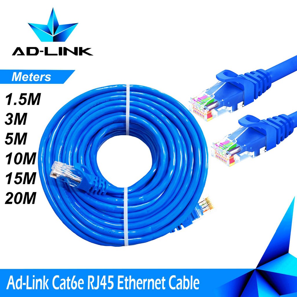 AD-LINK GIGABIT CAT6E RJ45 Ethernet Network Lan Cable CCA Blue UP TO 10GBPS - 1.5M 3M 5M 10M 15M ...