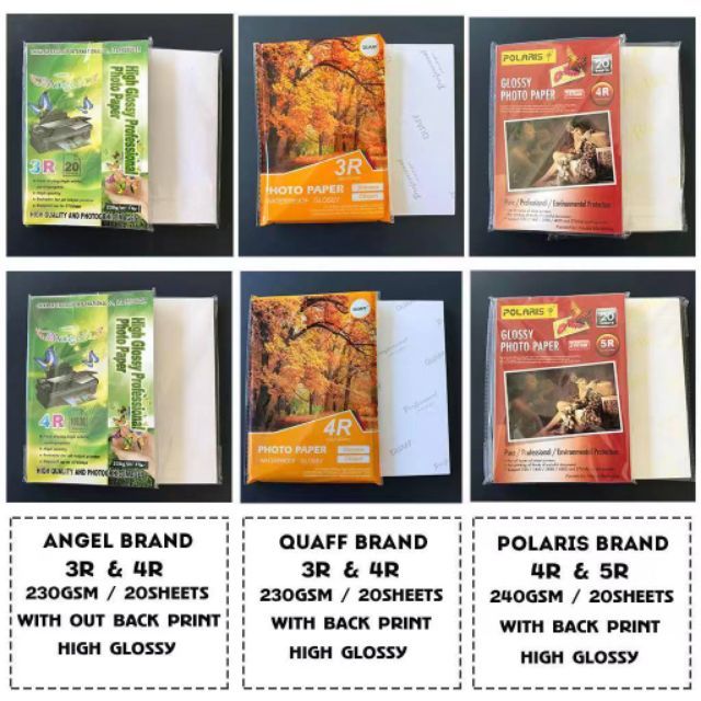 3r, 4r ,5r photo paper glossy 20sheets 230gsm 240gsm | Shopee Philippines