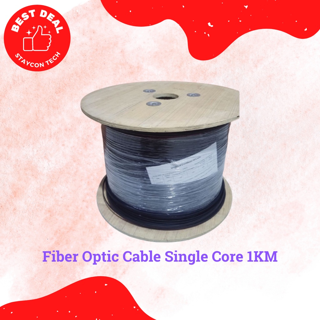 Single Core Outdoor Fiber Optic Cable 1KM (Red/White Stripe) | Shopee ...