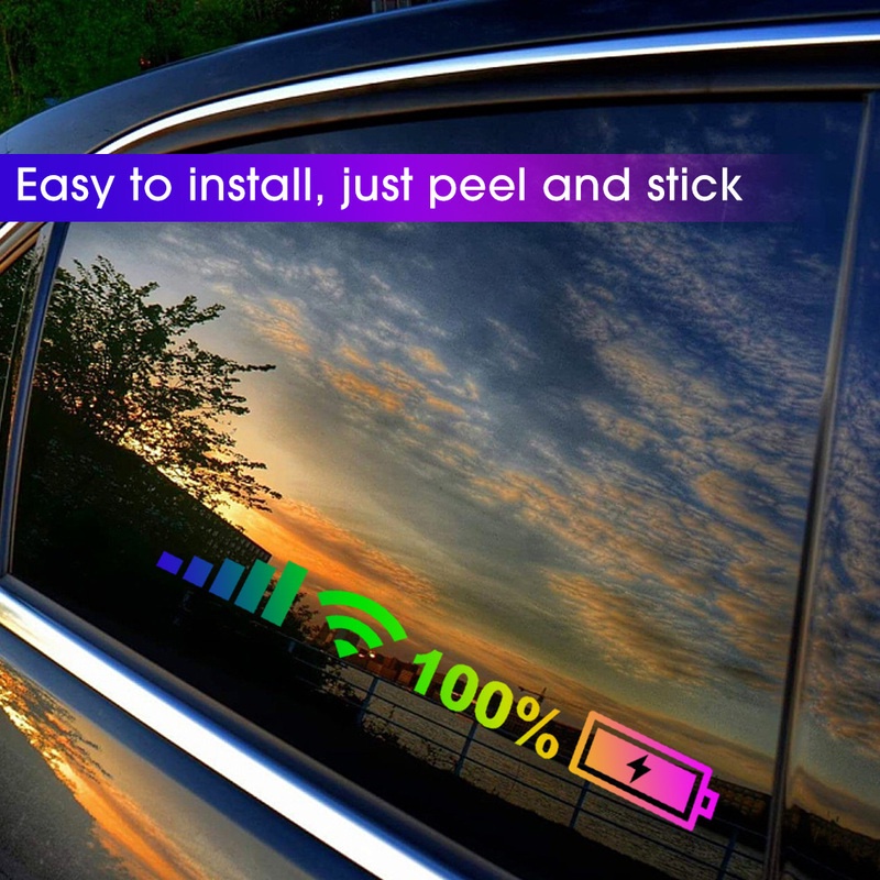 Car Battery WIFI Charging PVC Colorful Laser Car Stickers ...