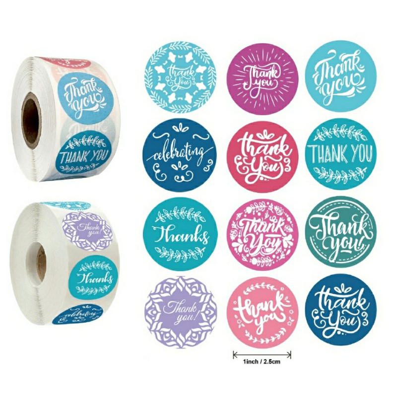 Thank You Sticker red and blue 500pcs/100pcs | Shopee Philippines