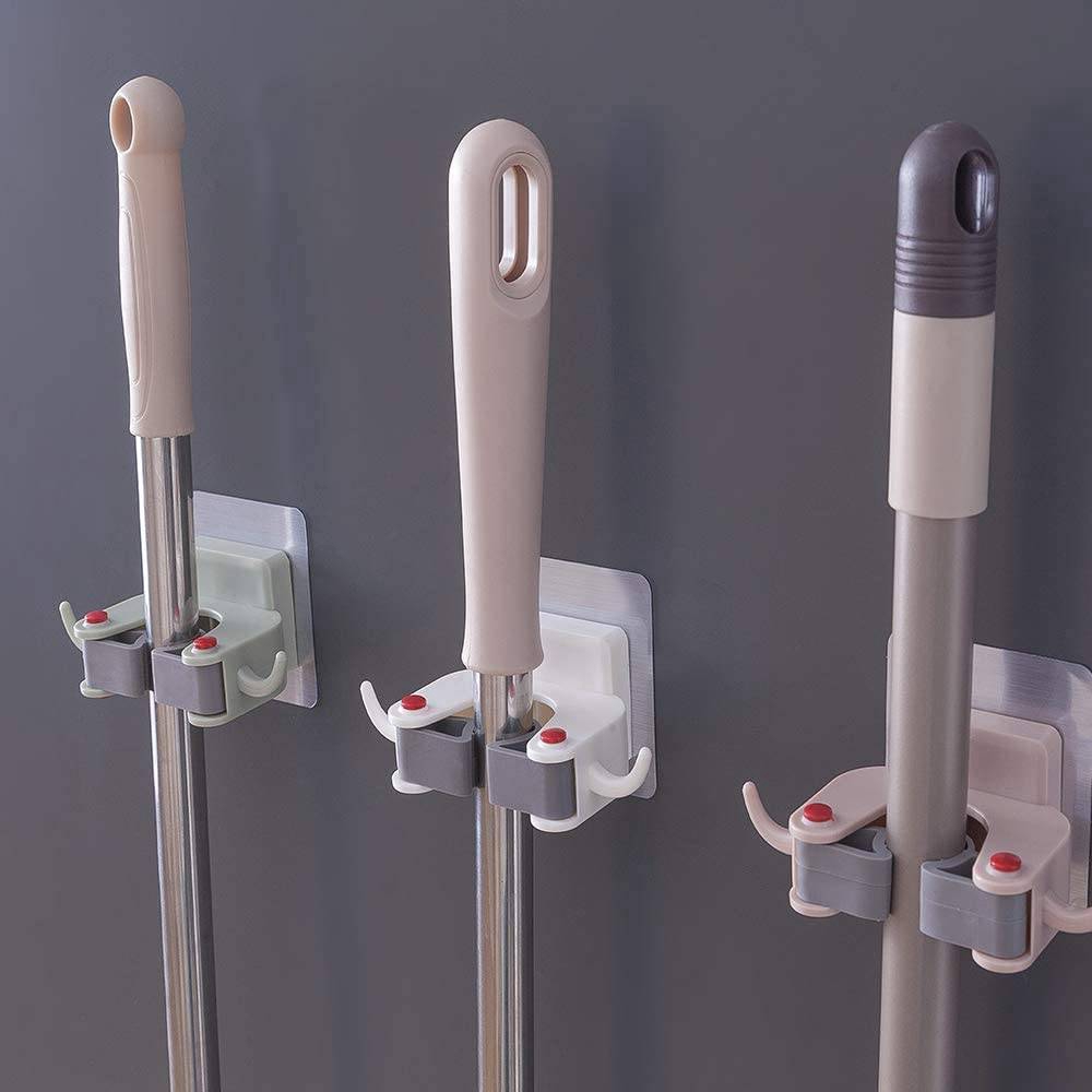 Mop, broom rack, storage rack - mop, broom, wall mounted fixture, self ...