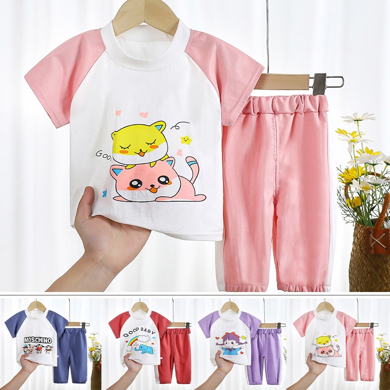 Short-sleeved suit ng mga bata, boy and girl suit, three-quarter ...