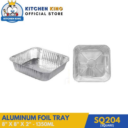 Aluminum Tray Square Pan -SQ204 [10-30PCS] 1350ML(8"x 8"x 2")With Lid ...