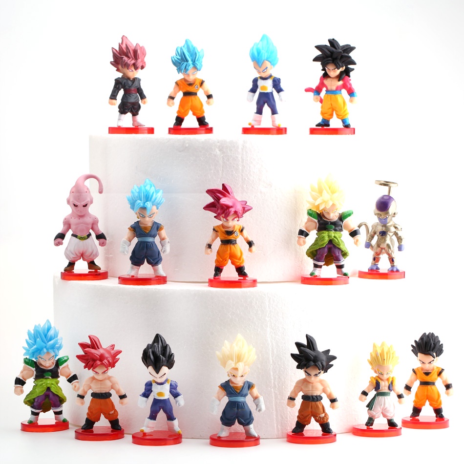 16pcs/batch Dragon Ball Doll Z Monkey King Vegeta Trunk Buu Frieza ...