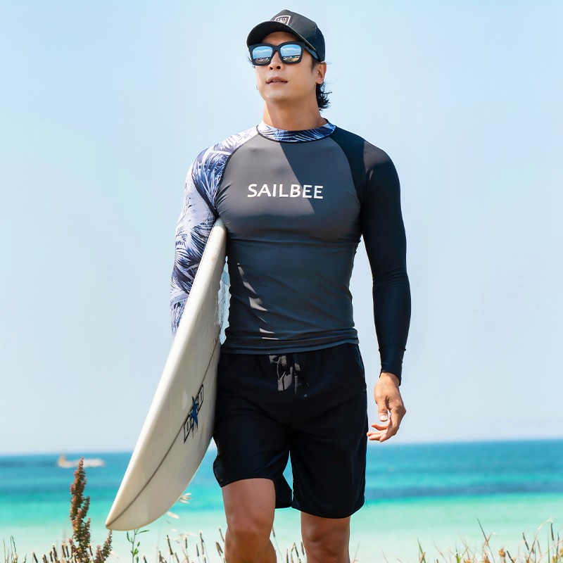SAILBEE Men's UV Protect Surfing Rash Guard Long Sleeve Swimsuit ...