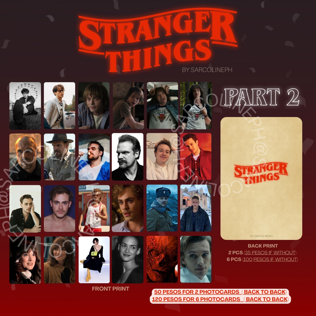 UNOFFICIAL Stranger Things Photocards (PART 2) | SARCOLINEPH | Shopee ...