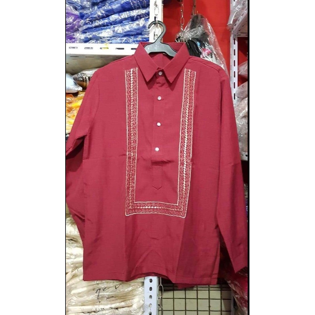 [BEST SELLER] MAROON Long Sleeve Barong Formal/Casual Wear SIZE:XS,S,M ...