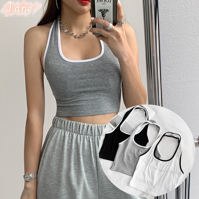 Sexy Inner Camisole Women's Summer Short Outer Wear Halter Neck Sports ...