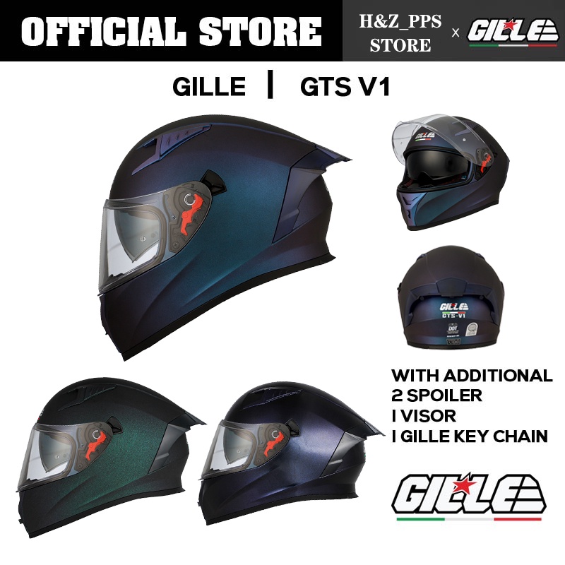 Gille 135 GTS V1 Solid Full Face Dual Visor Motorcycle Helmet With Free ...
