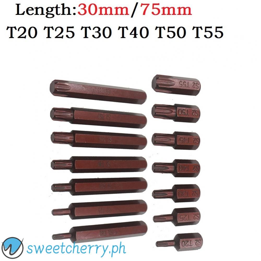 1Pcs Torx Star Screwdriver Bit 30mm&75mm Hex Shank T20/T25/T30/T40/T45 ...