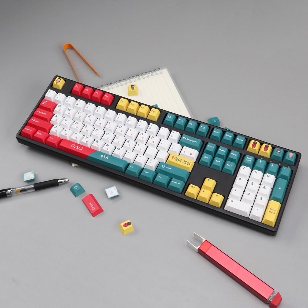 ⌨️Squid Game Theme Keycap Korean DYE-SUB PBT Cherry Profile Keycaps 129 ...
